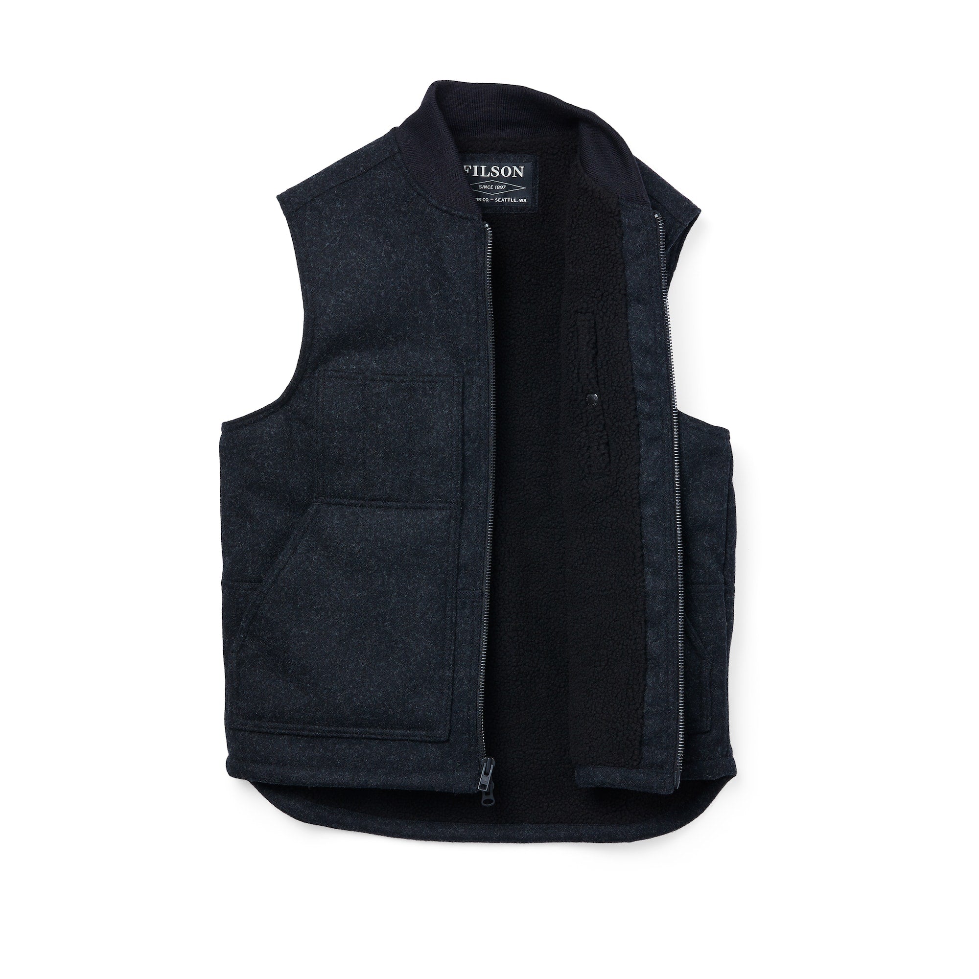Filson Lined Mackinaw Wool Work Vest - Charcoal | Garmentory