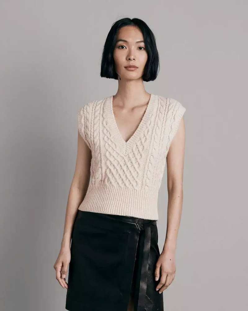 Rag & Bone Elizabeth Cable Vest - Ivory | Garmentory