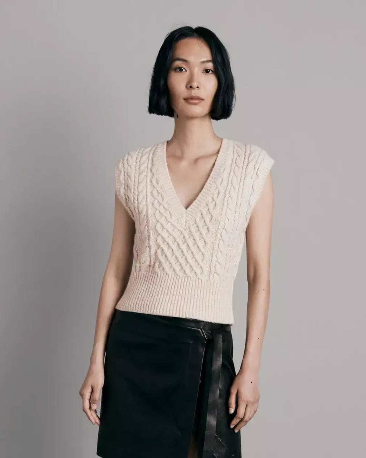 Rag & Bone Elizabeth Cable Vest - Ivory | Garmentory