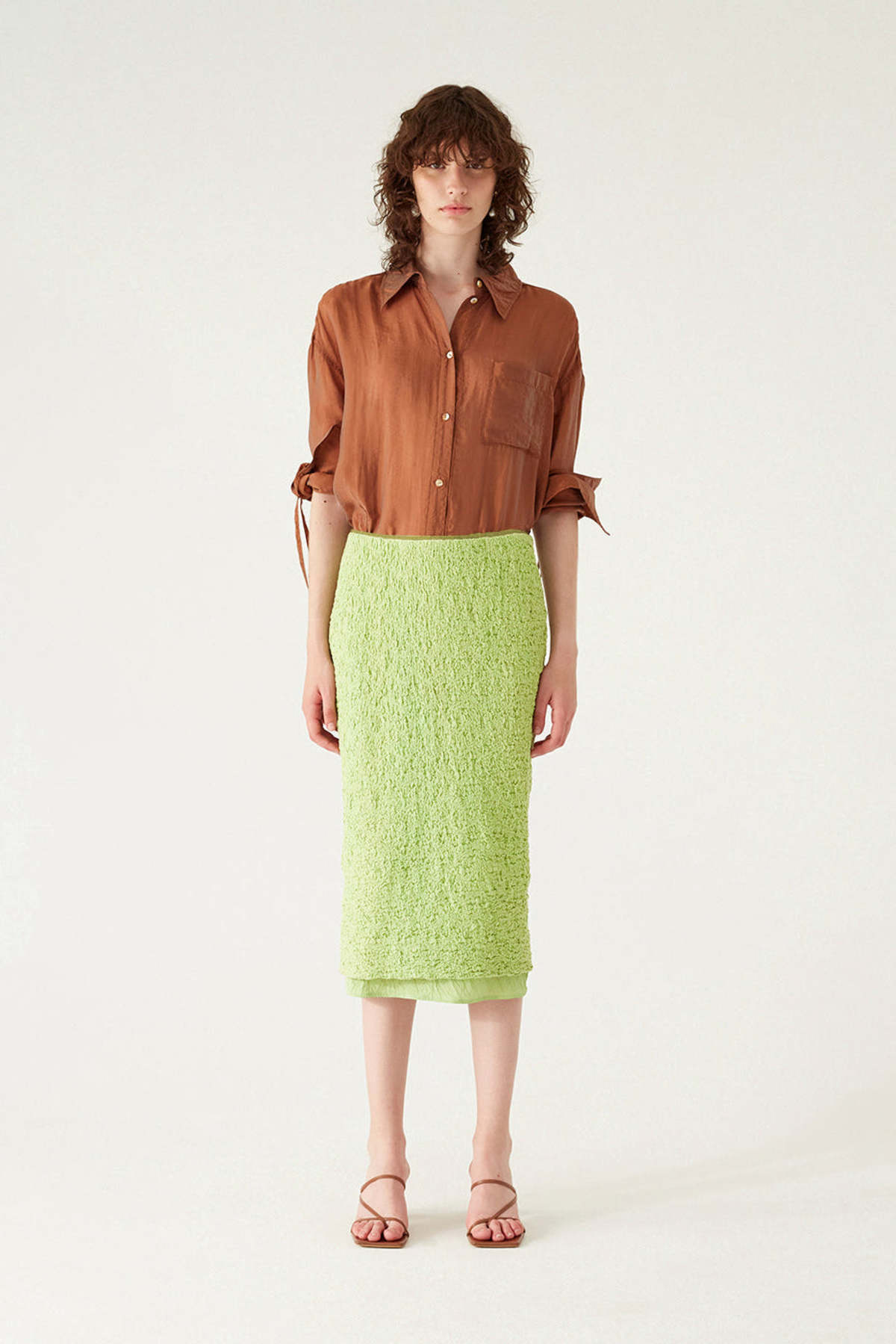 Rejina Pyo Mirren Seersucker Skirt - Acid Green | Garmentory