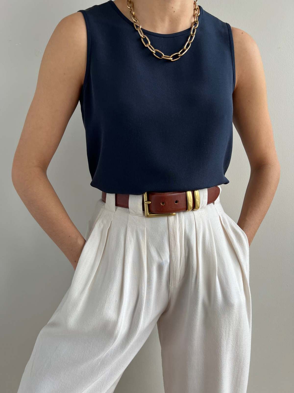 Vintage Silk Blouse - Navy | Garmentory