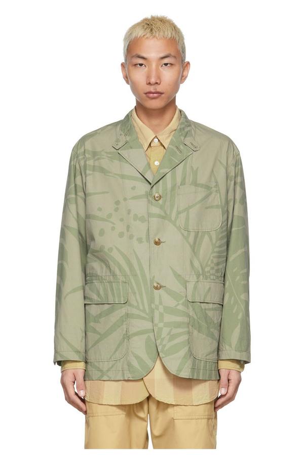 Engineered Garments Leaf Print Blazer - Khaki/Olive | Garmentory