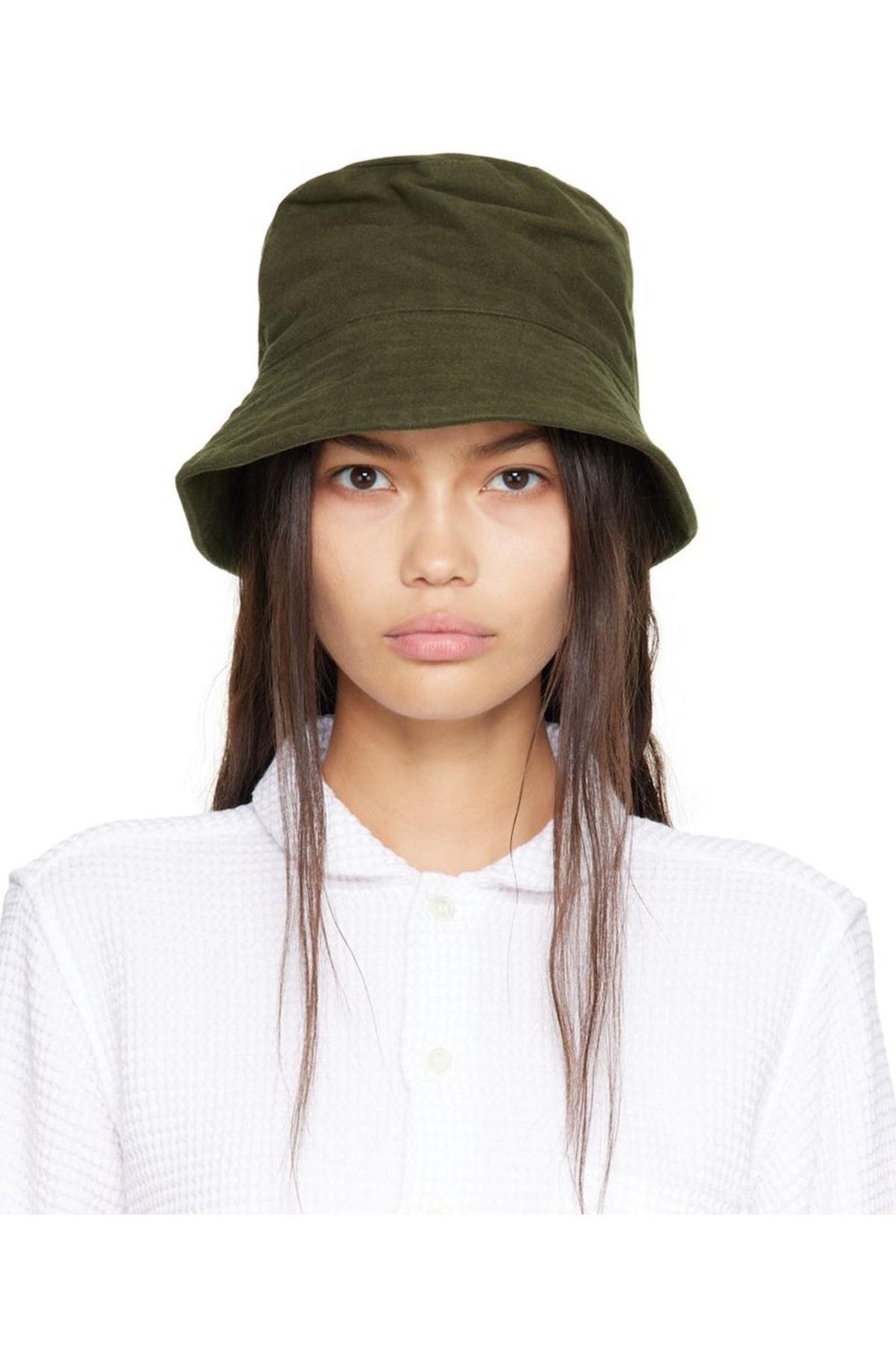 Engineered Garments Asymmetrical Bucket Hat - Olive | Garmentory