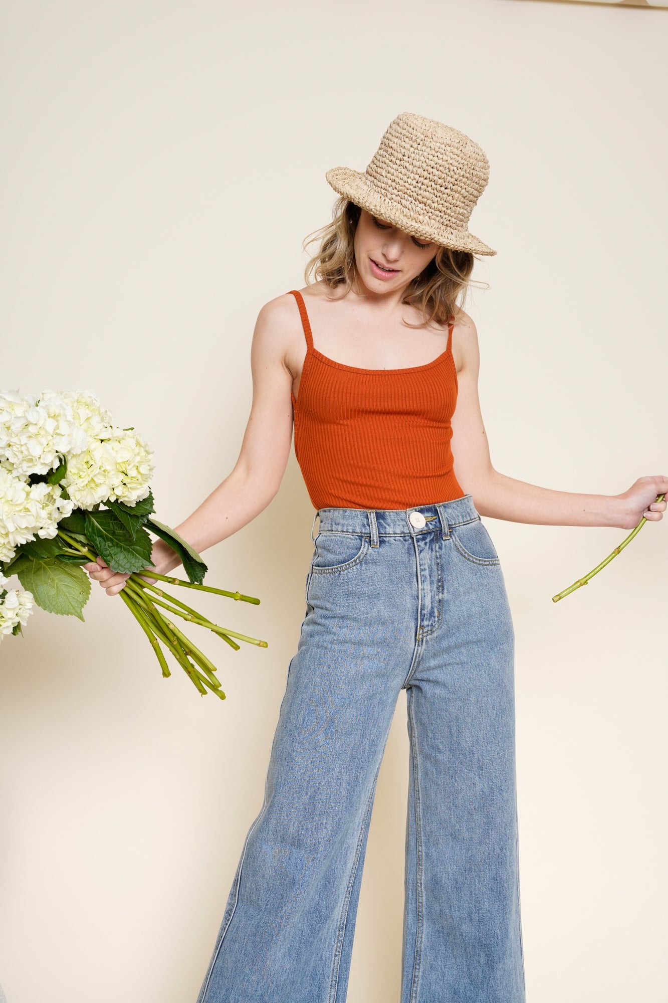 Whimsy + Row Maria Rib Bodysuit - Rust | Garmentory