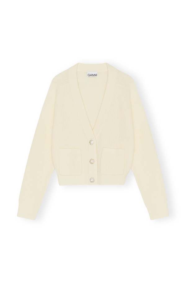Ganni Wool Cardigan - Alabaster Gleam | Garmentory