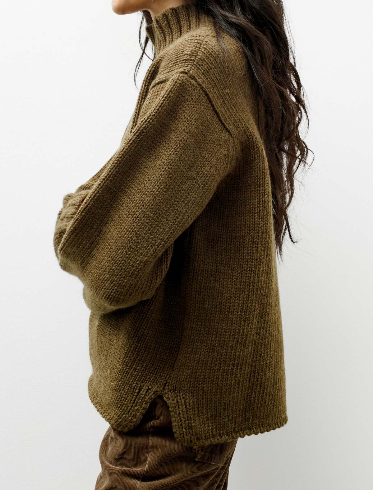 Margaret Howell MHL Wide Neck British Wool Thicket Sweater - Earthy Green | Garmentory