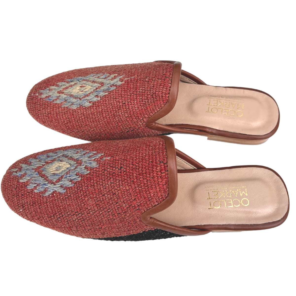 Ocelot Market Turkish Kilim Mule - Red | Garmentory