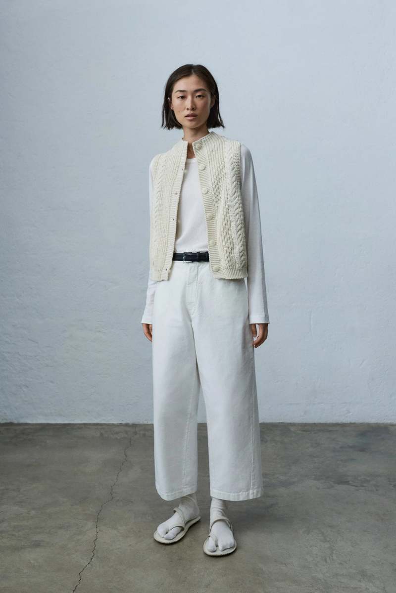 Cordera Cable Knit Waistcoat - Natural | Garmentory