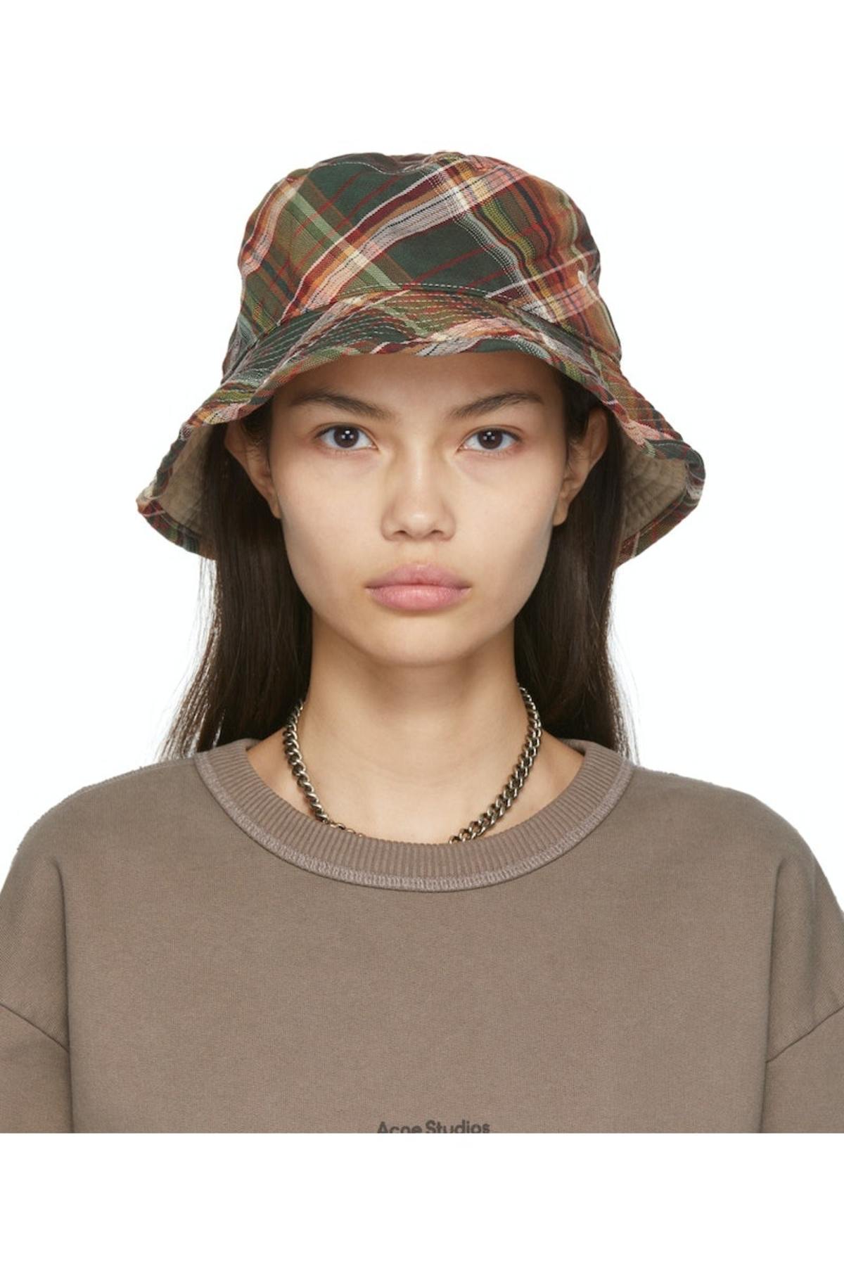 Acne Studios Checked Bucket Hat - Green/Red | Garmentory