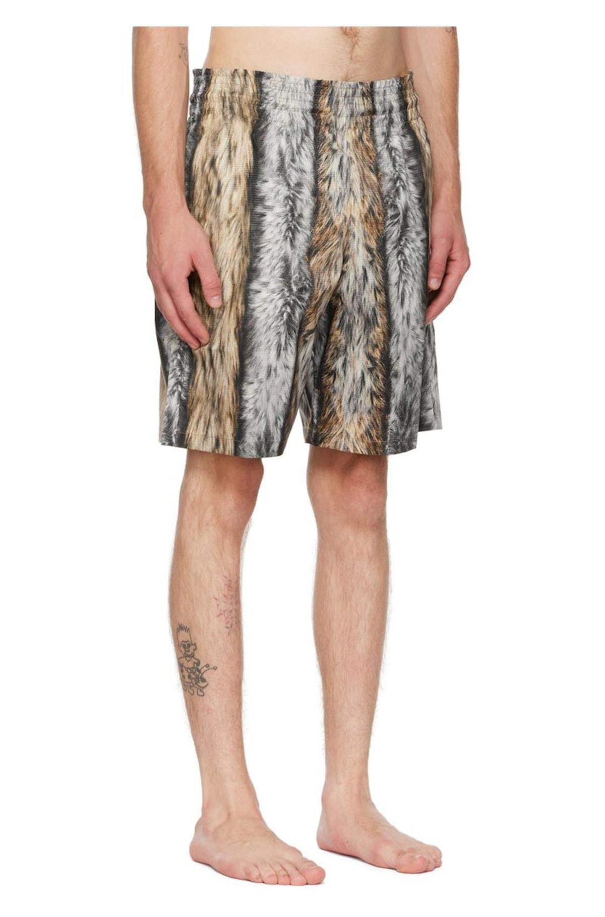 Acne Studios Fur Print Swim Shorts - Beige/Grey | Garmentory