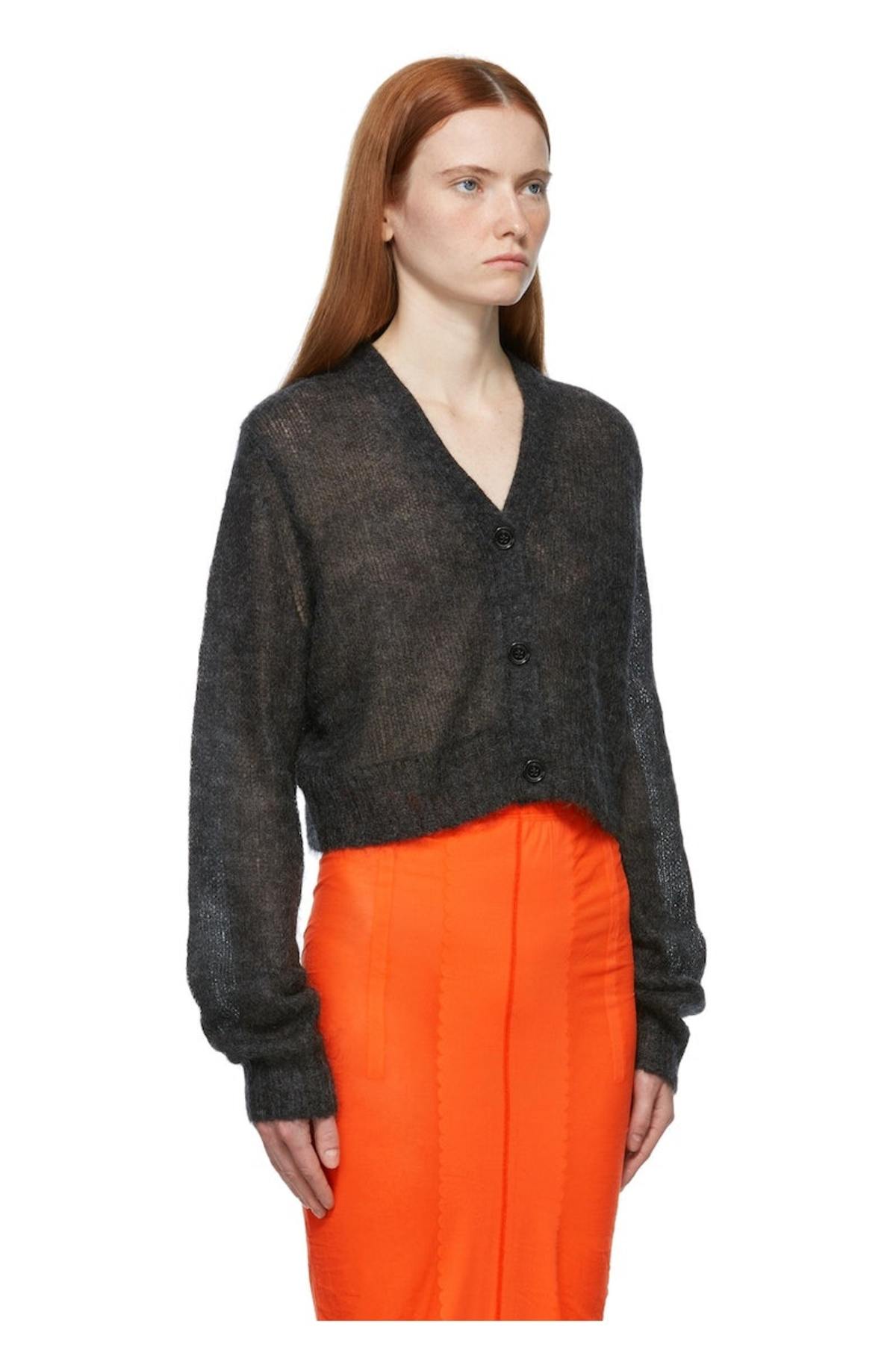 Acne Studios Mohair Cropped Cardigan - Anthracite Grey | Garmentory