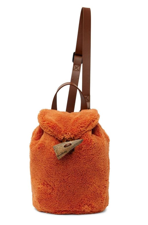 Acne Studios Furry Fleece Backpack - Orange | Garmentory