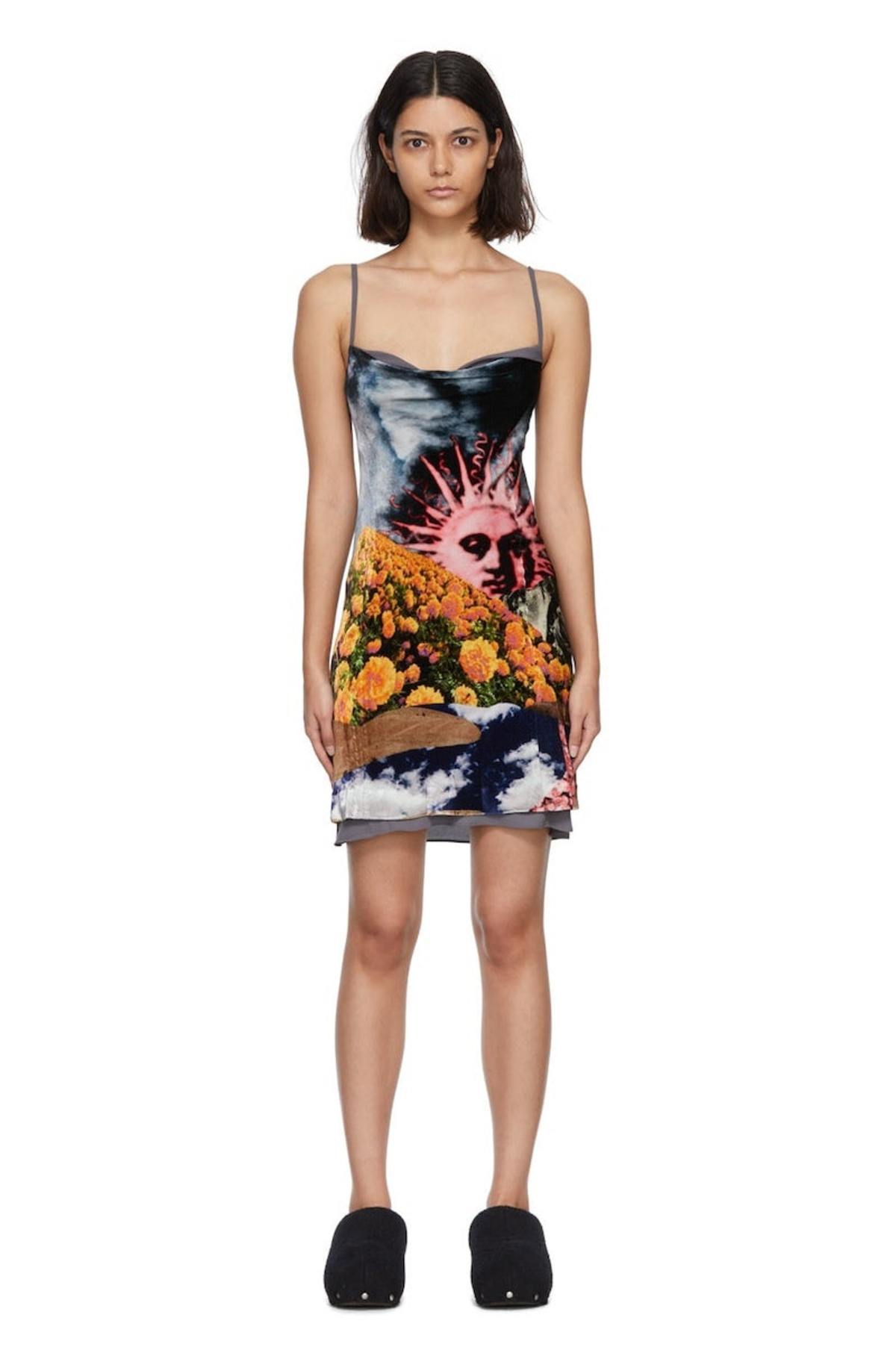 Acne Studios Blue and Pink Viscose Mini Dress - Multicolor | Garmentory