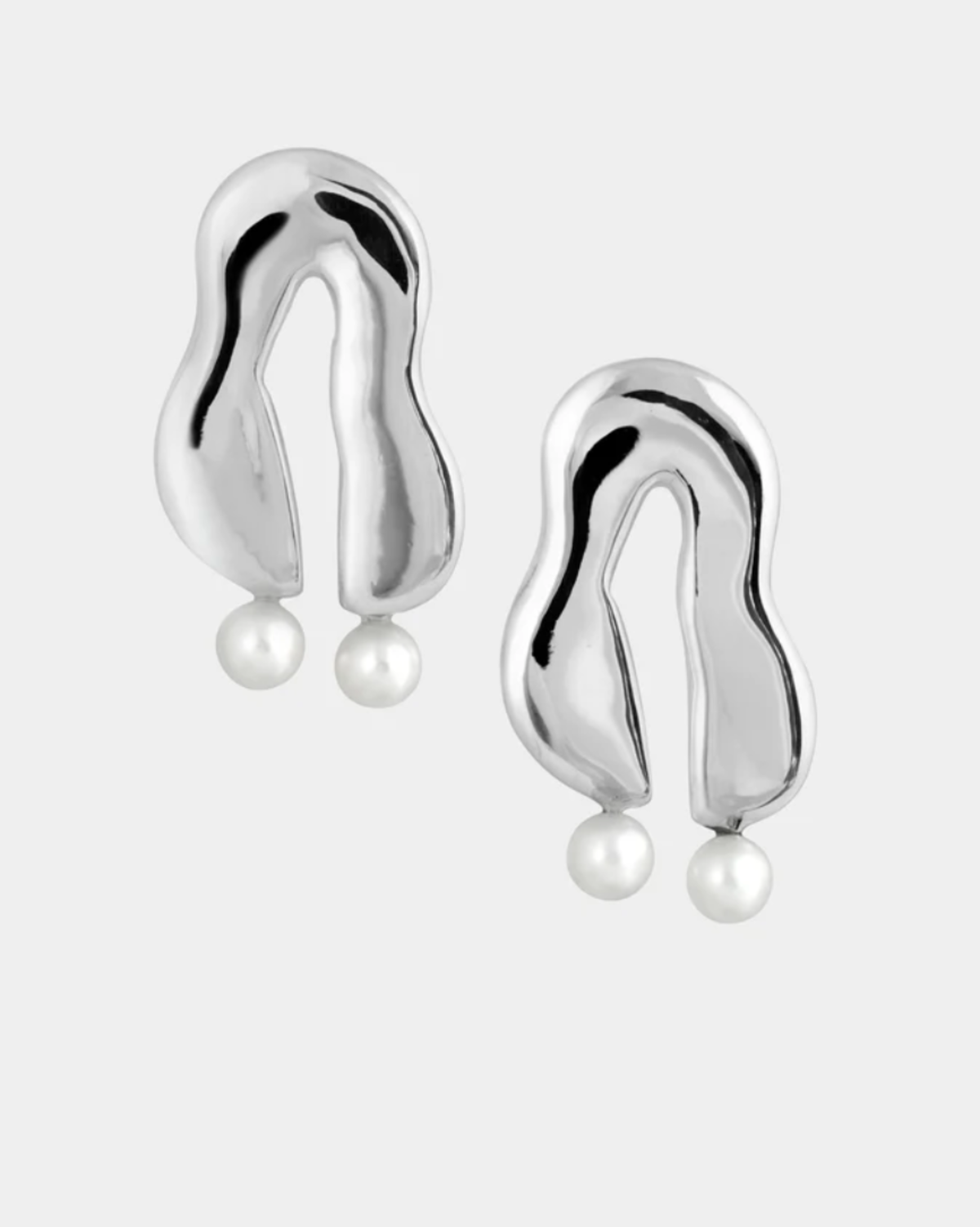 Modern Weaving Wiggle Earrings with Static Pearls - Sterling Silver ...