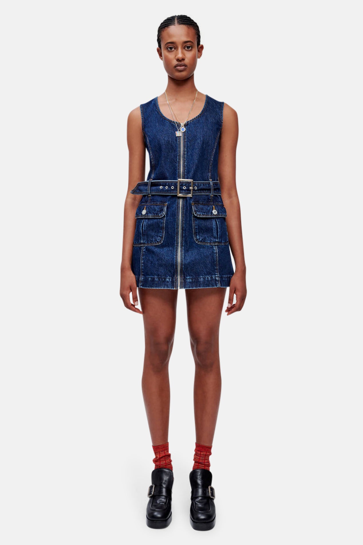 RE/DONE 60s Belted Mini Dress - Heritage Rinse | Garmentory