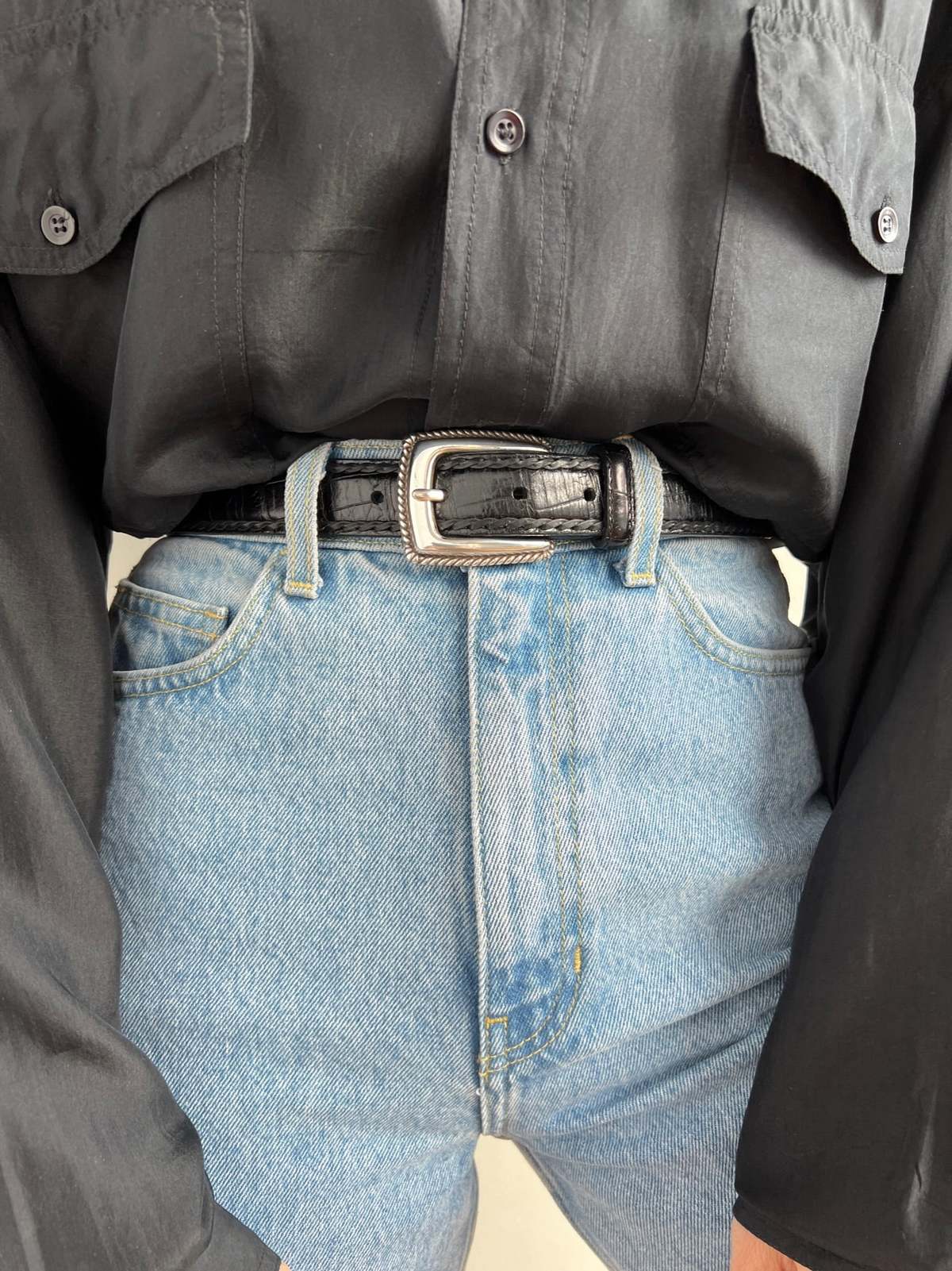 Vintage Leather Belt - Silver Tone/Sable | Garmentory