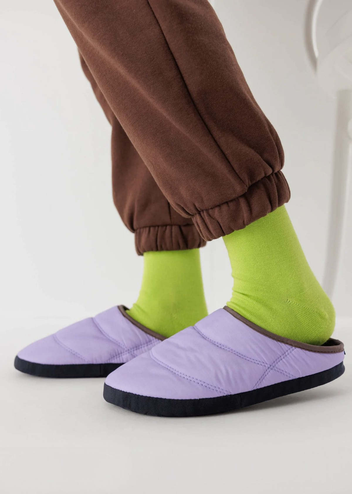 BAGGU Puffy Slippers - Dusty Lilac Block | Garmentory