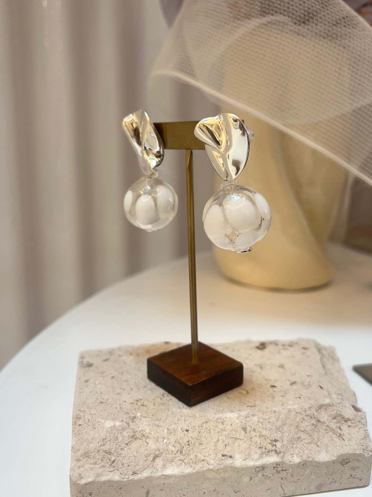 Modern Weaving Pica Formation Studs with Dotted Italian Blown Glass ...