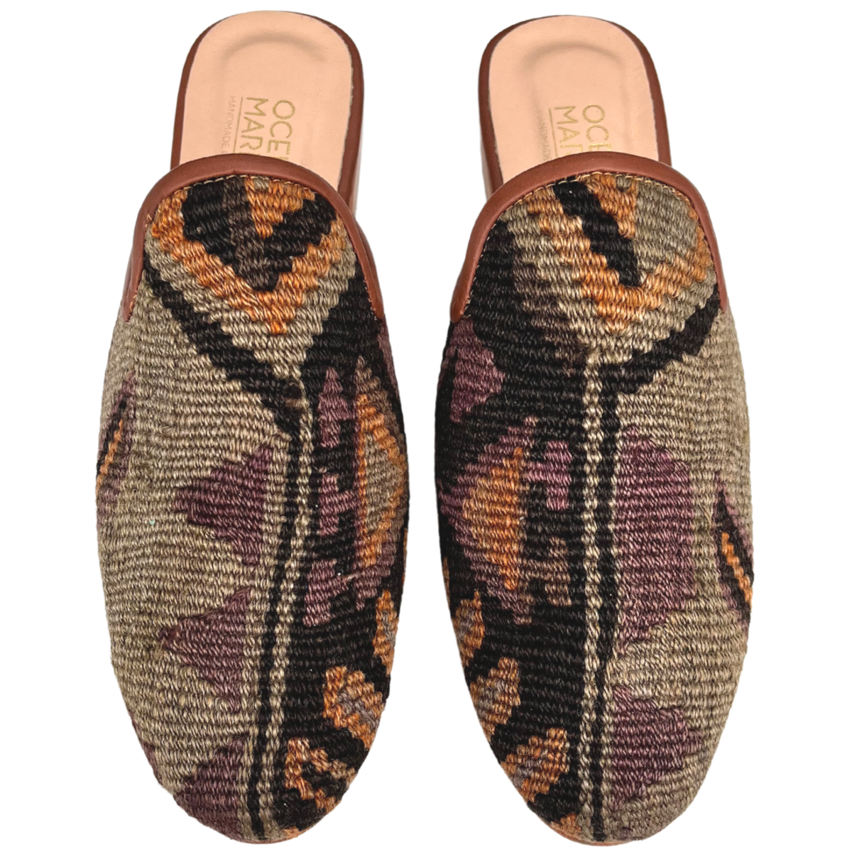 Ocelot Market Turkish Kilim Mule - Brown/Grey Pattern | Garmentory