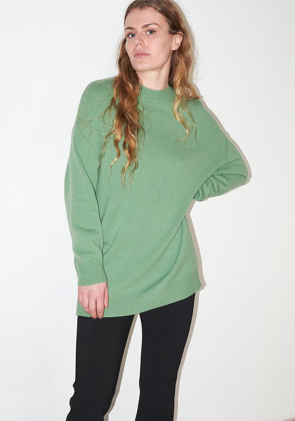 Tibi Airy Extrafine Wool Circular Origami Pullover - Powdery Green ...