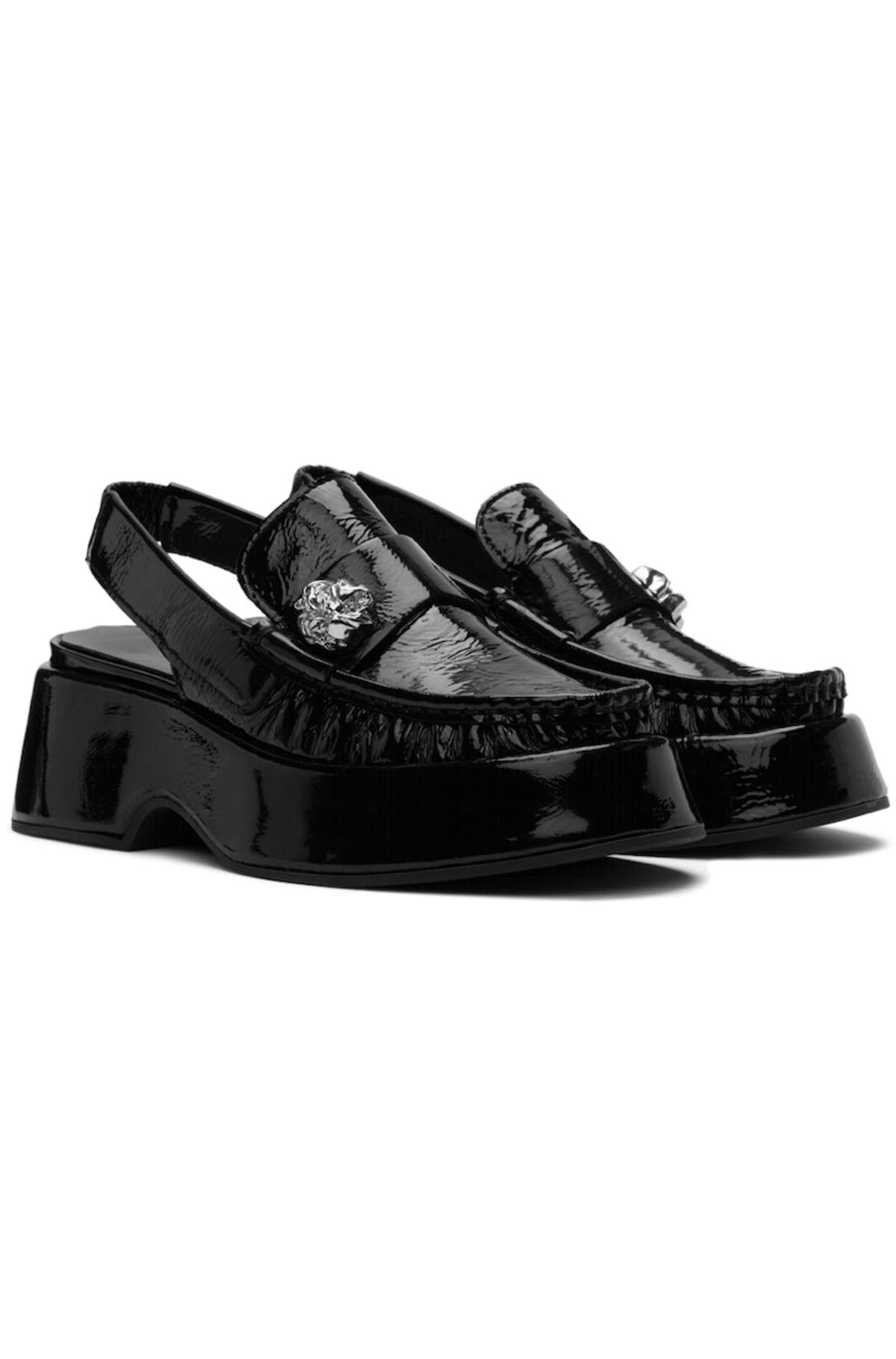 GANNI Retro Slingback Platform Loafers - Black | Garmentory
