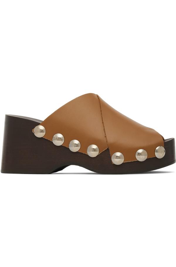 Ganni Clog Sandals - Tiger's Eye | Garmentory