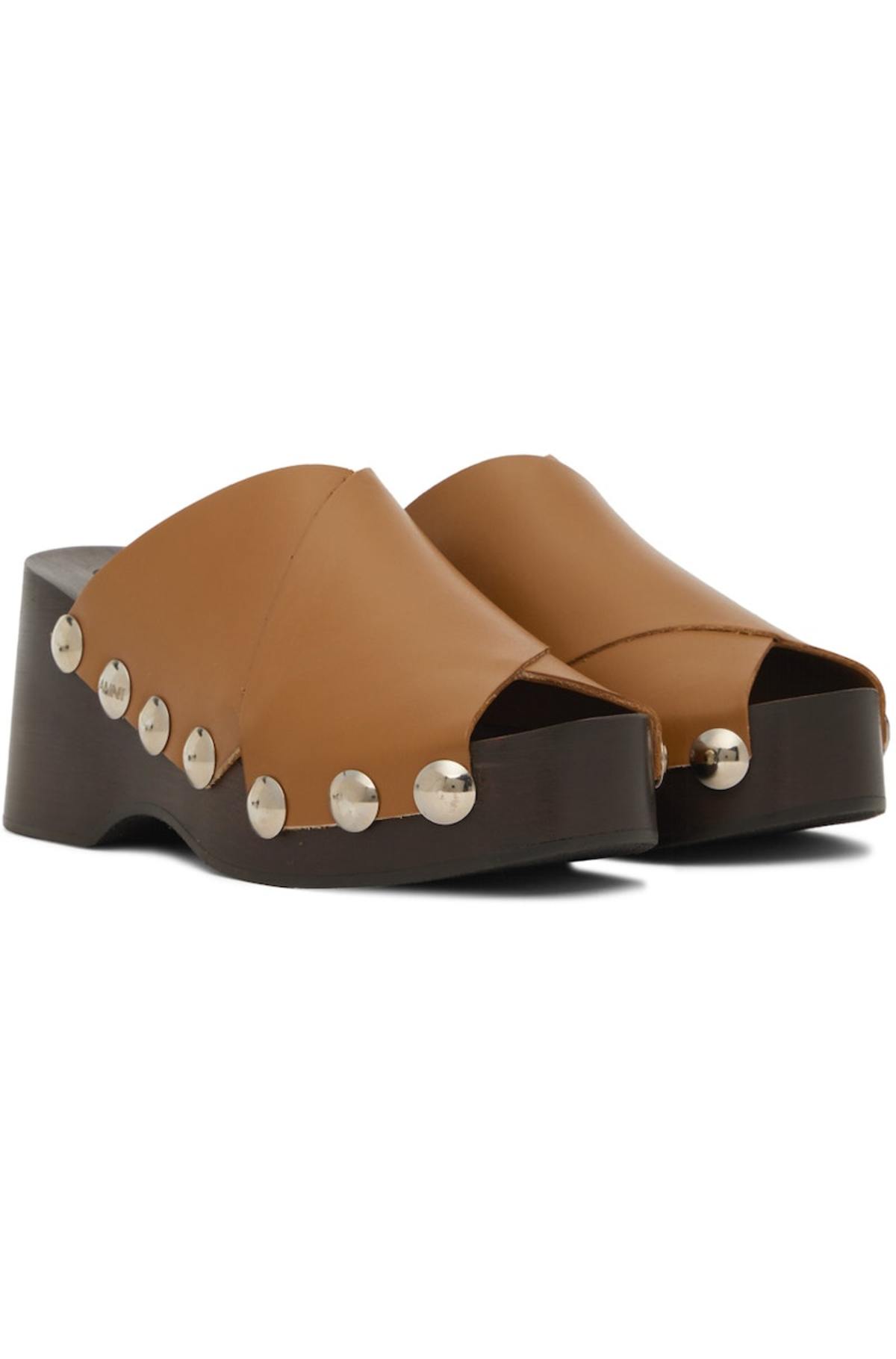 Ganni Clog Sandals - Tiger's Eye | Garmentory