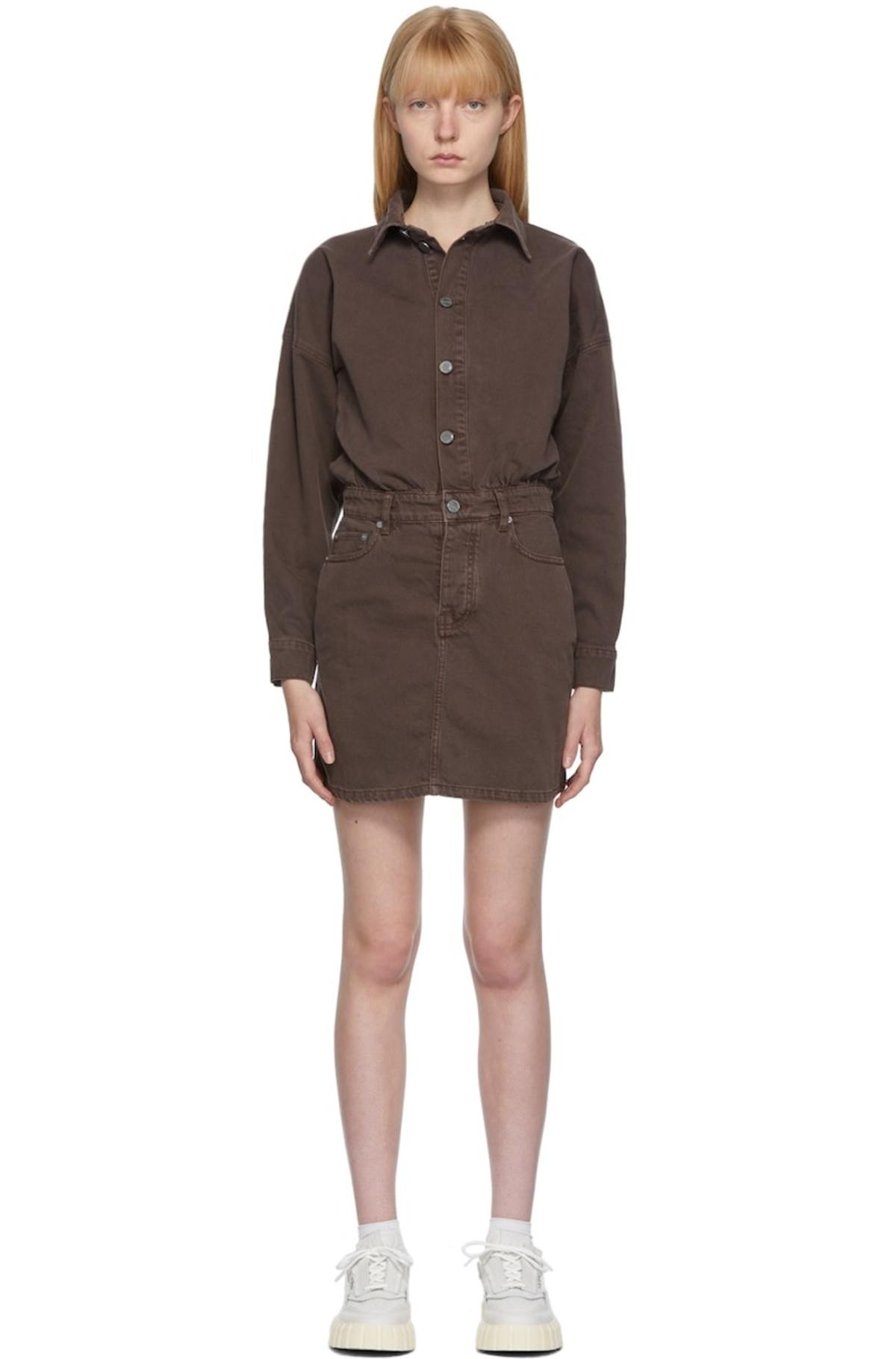 Ganni Denim Short Dress - French Roast | Garmentory