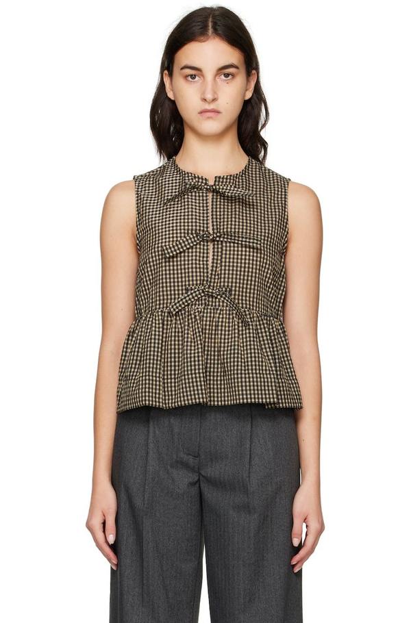 Ganni Ribbon Tank Top - Gingham Starfish | Garmentory