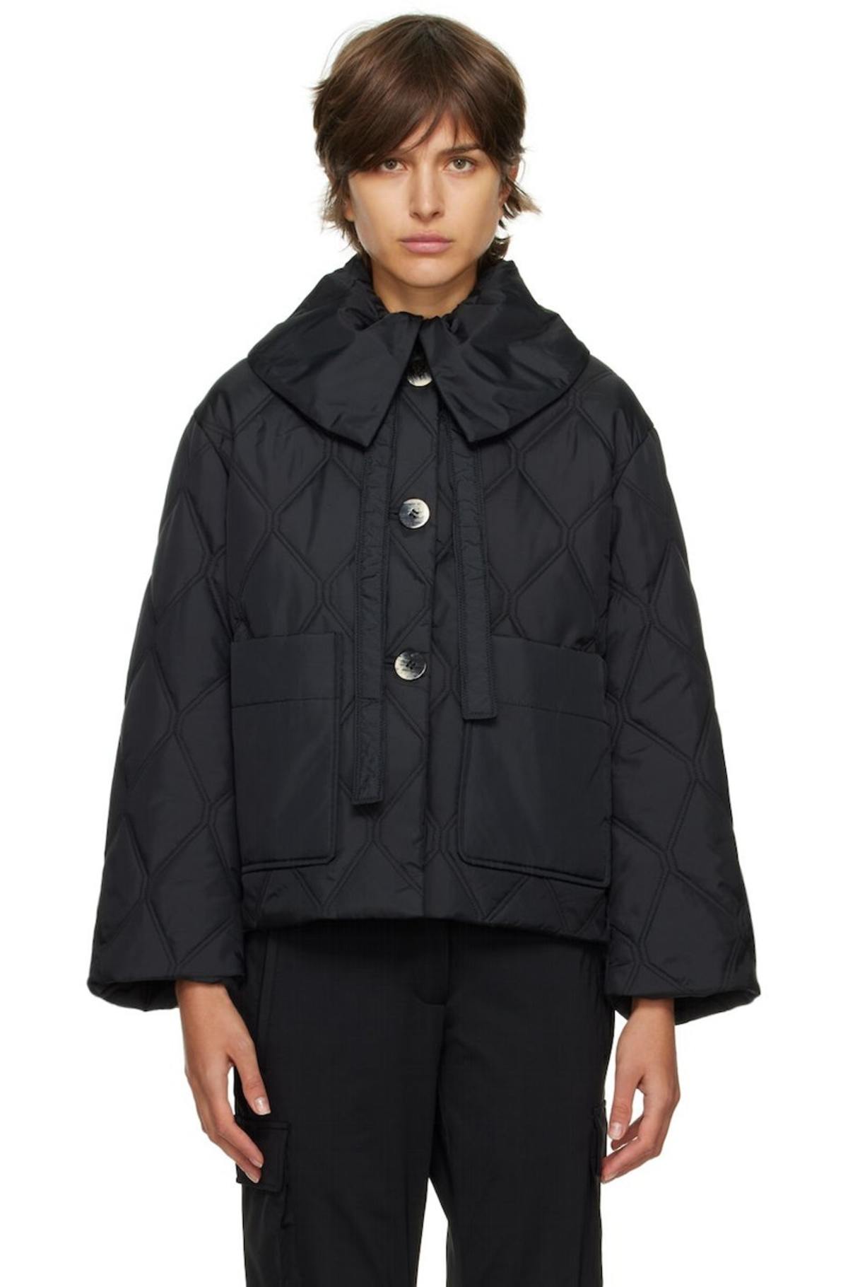 Ganni Quilted Jacket - Black | Garmentory