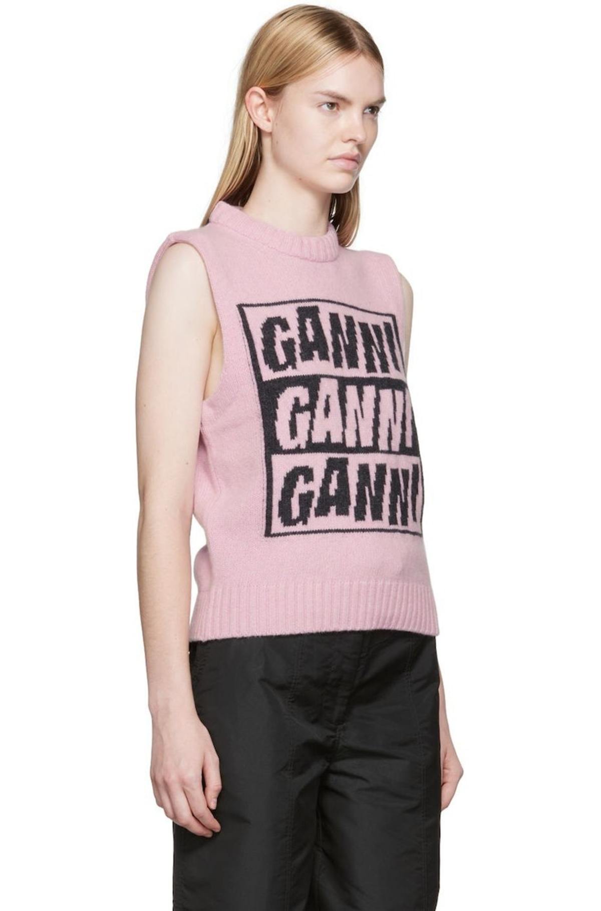 GANNI Pink Logo Vest | Garmentory