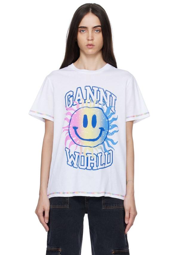 GANNI Smiley T-Shirt - White | Garmentory