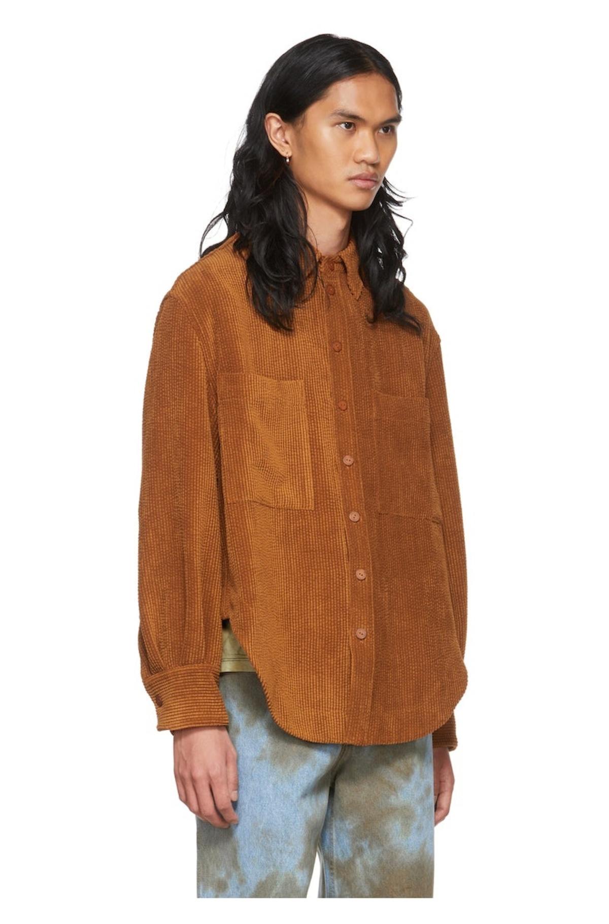 Eckhaus Latta Orange Pebble Button Down Shirt | Garmentory