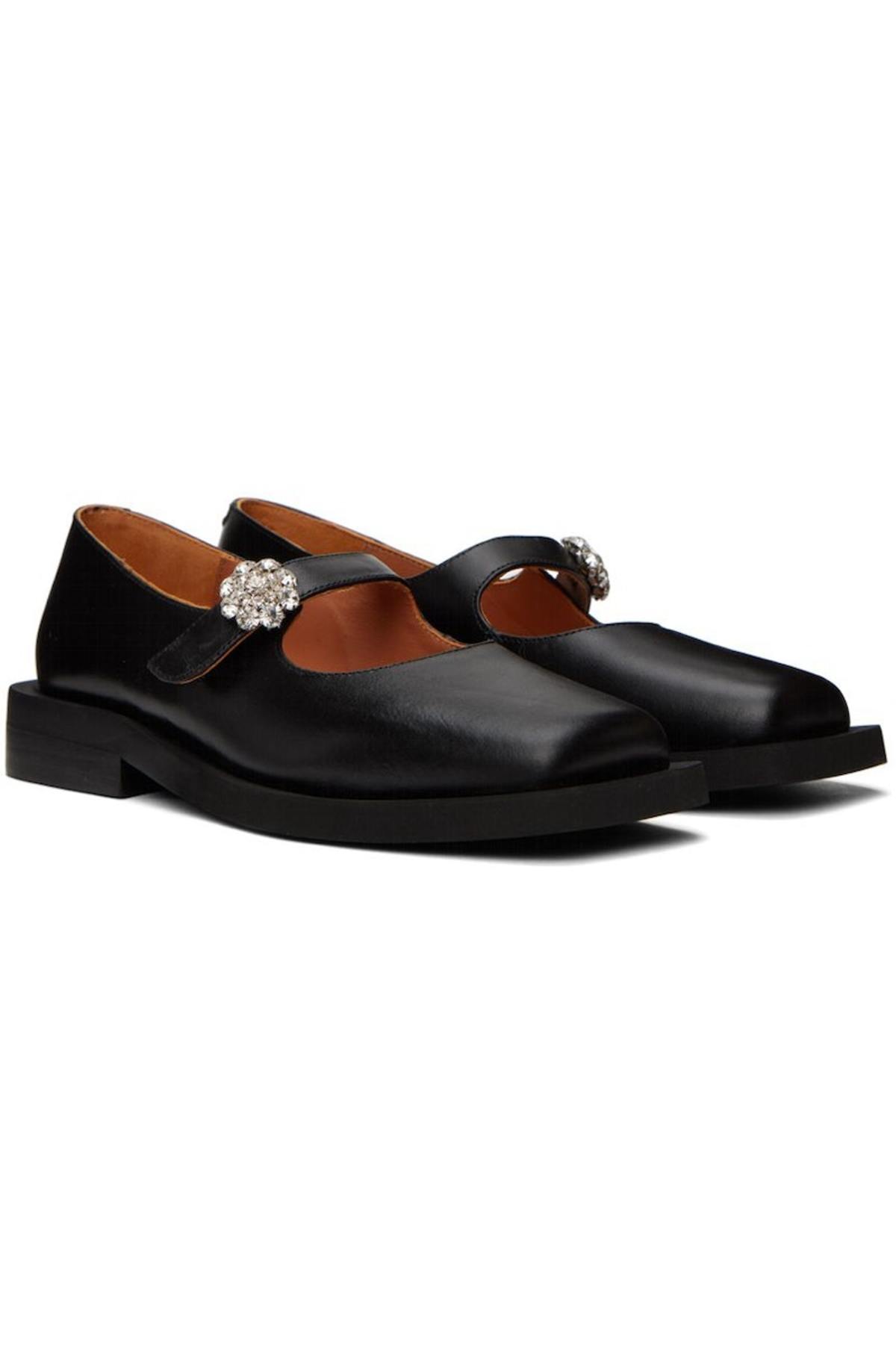 Ganni Mary Jane Ballerina Flats - Black | Garmentory