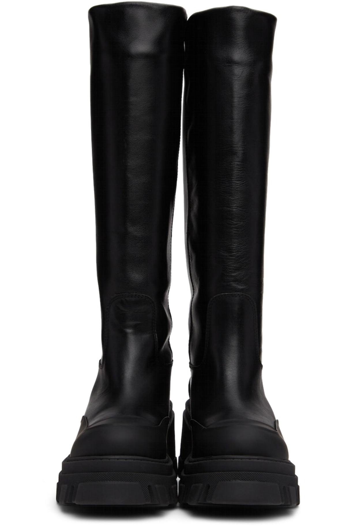 GANNI Heeled Tubular Knee Boots - Black | Garmentory