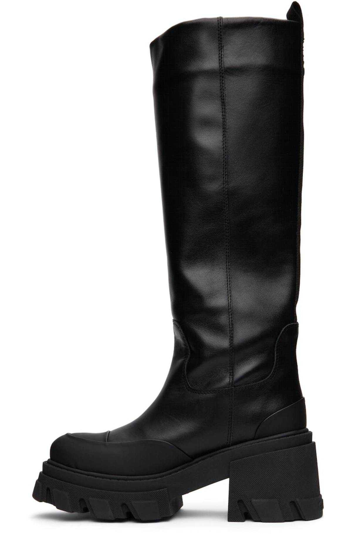GANNI Heeled Tubular Knee Boots - Black | Garmentory