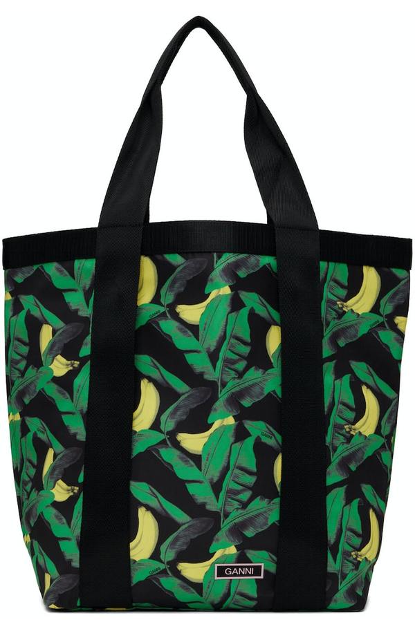GANNI Recycled Tech Tote - Banana Tree/Black | Garmentory