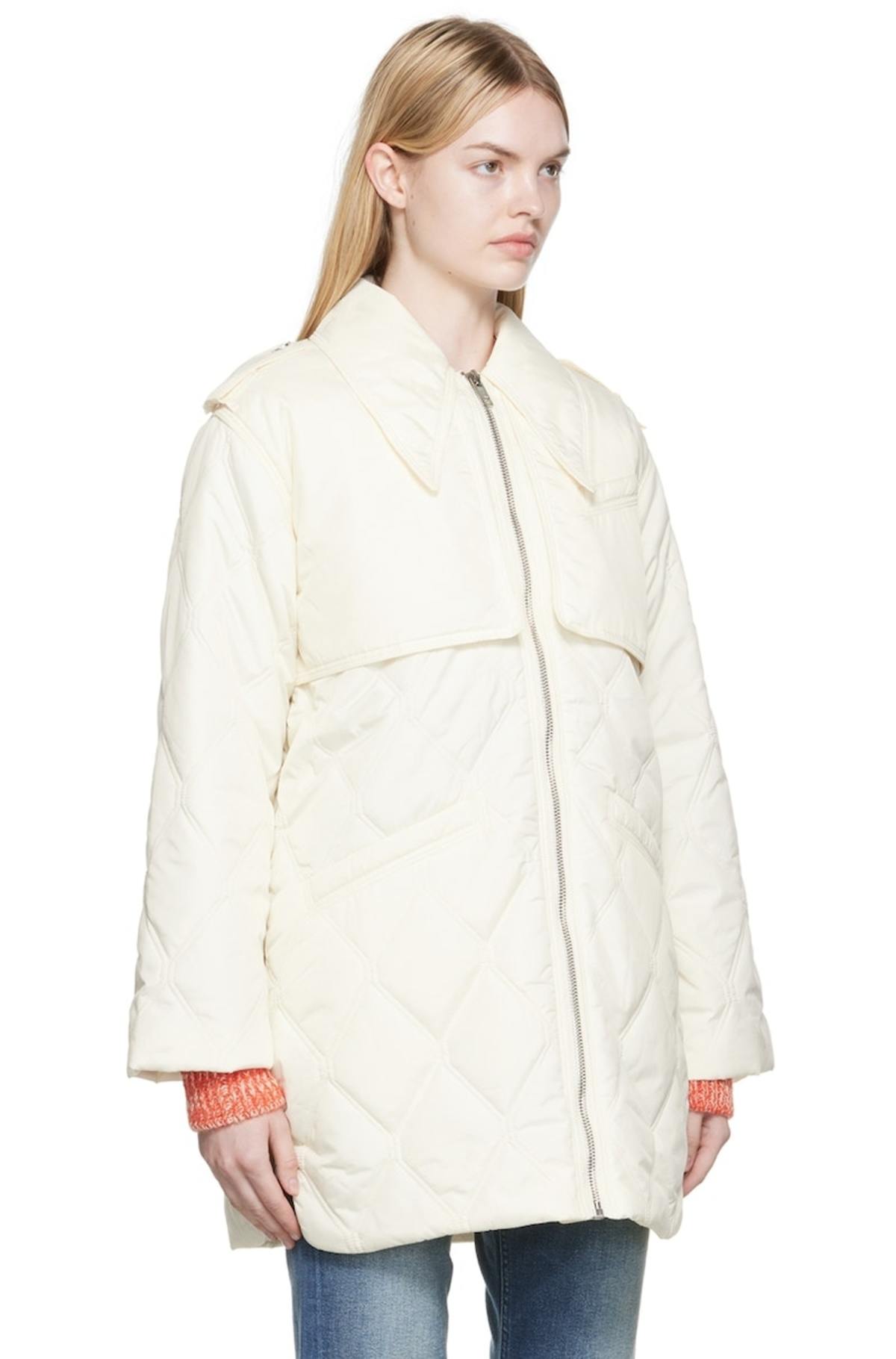 Ganni Quilted Jacket - Egret | Garmentory