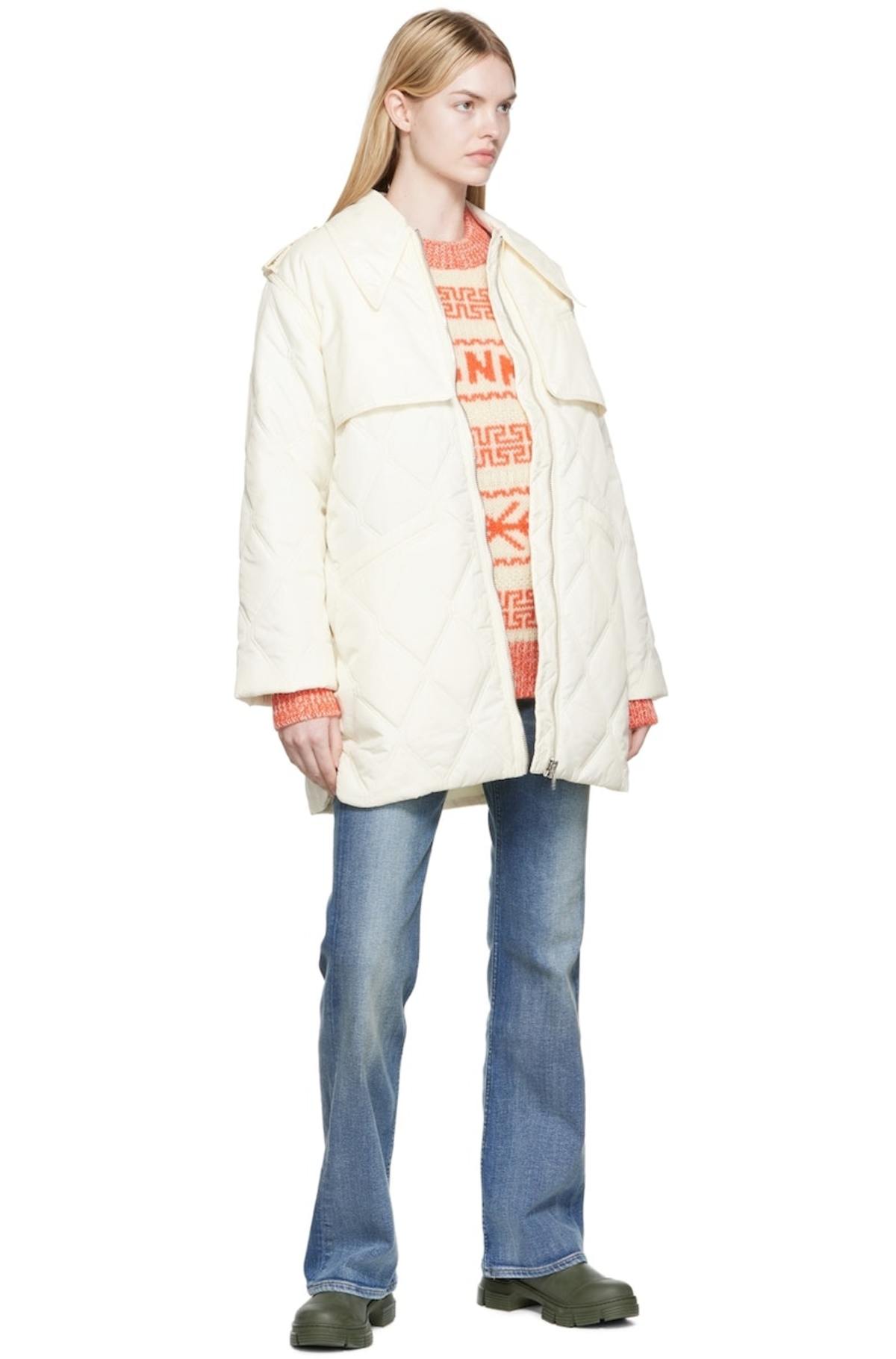 Ganni Quilted Jacket - Egret | Garmentory