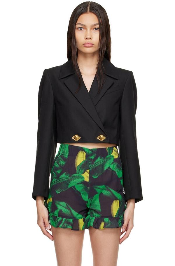 Ganni Polyester Blazer - Black | Garmentory