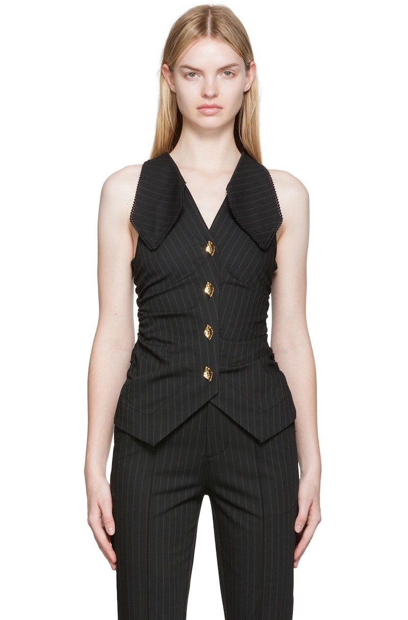 Ganni Striped Vest - Black | Garmentory