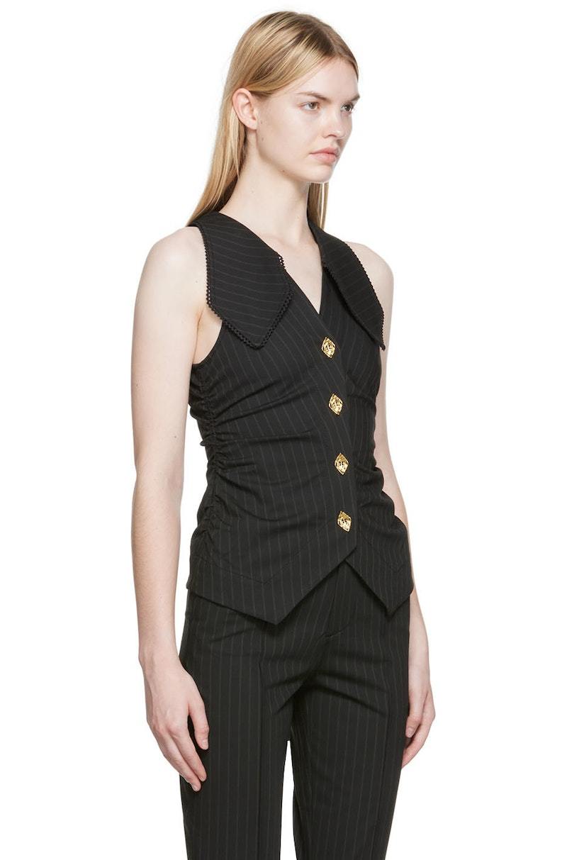 Ganni Striped Vest - Black | Garmentory
