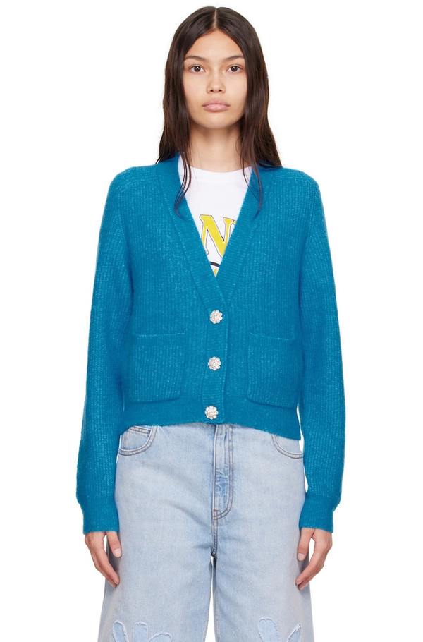 Ganni Alpaca & Merino Wool Cardigan - Cloisonne | Garmentory