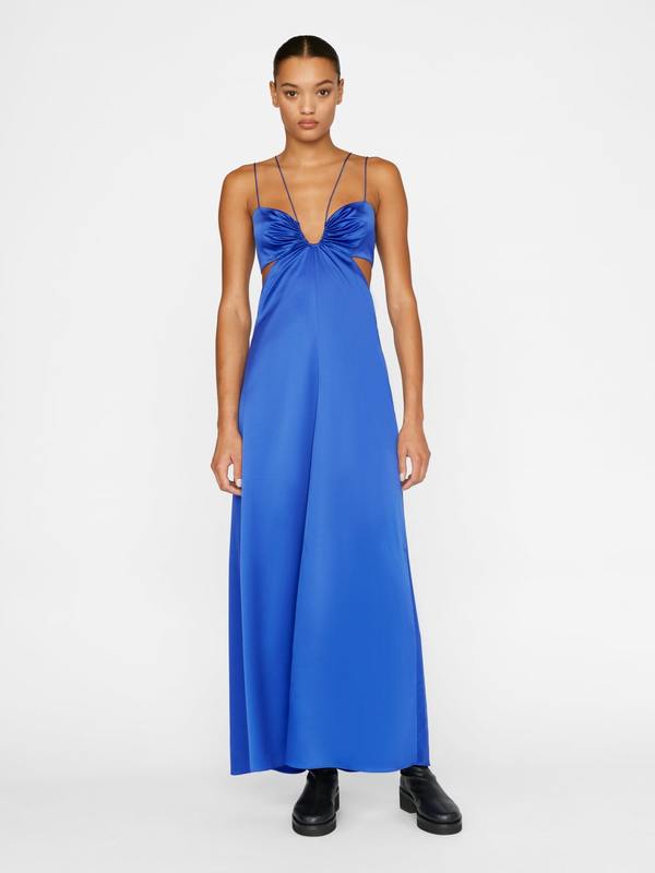 FRAME Denim Delicate Tie Keyhole Dress - Ultramarine | Garmentory