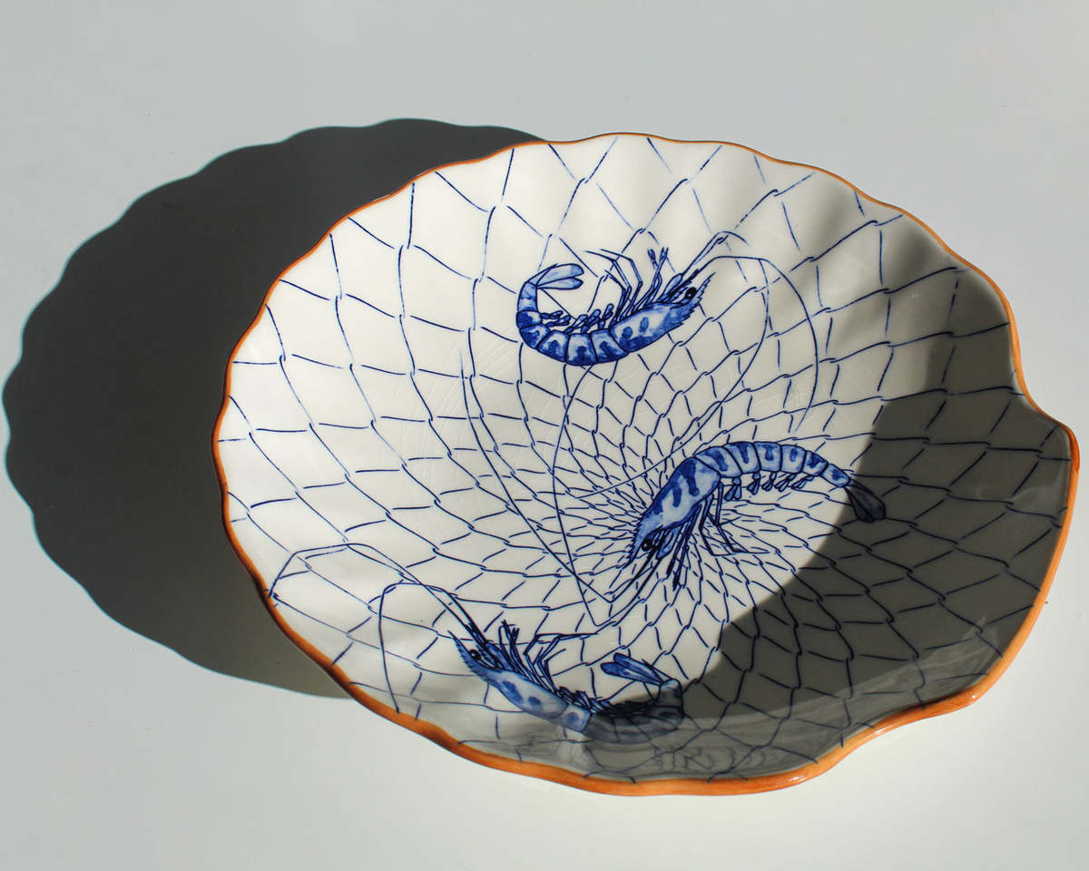 Asahi Japan Hand Painted Prawn Serving Plates | Garmentory