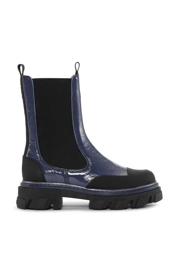 Ganni Cleated Mid Chelsea Boots - Gray/Blue | Garmentory