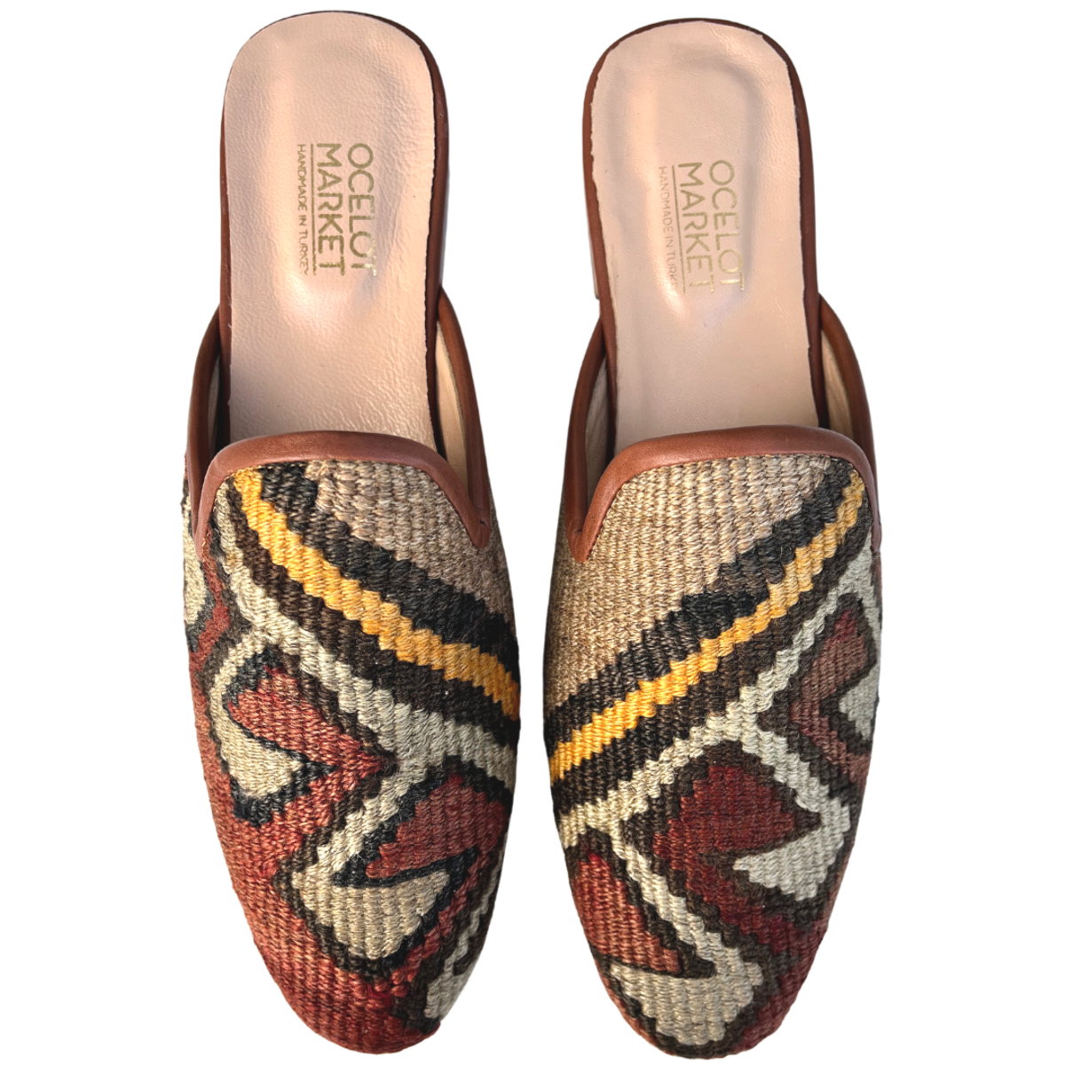 Ocelot Market Mens Turkish Kilim Mule - Rust/Tan | Garmentory