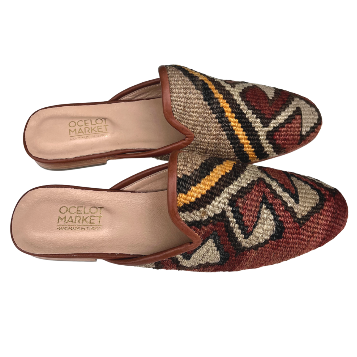 Ocelot Market Mens Turkish Kilim Mule - Rust/Tan | Garmentory