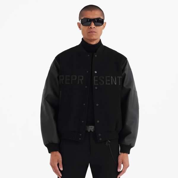 Represent Wool Varsity Jacket - Black | Garmentory