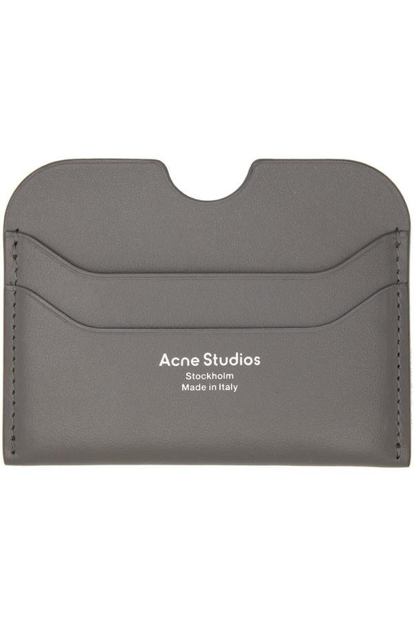 Acne Studios Leather Card Holder - Gray | Garmentory